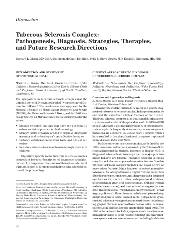 (PDF) Tuberous sclerosis complex: pathogenesis, diagnosis, strategies ...
