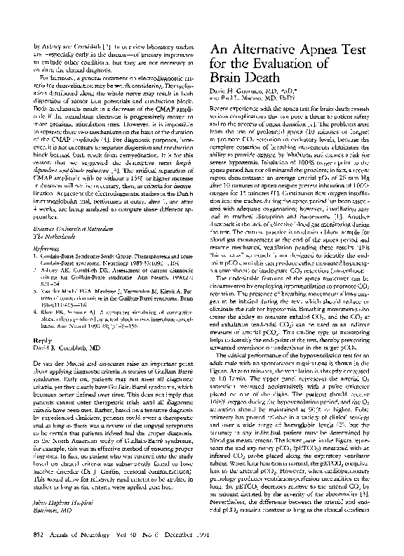 (PDF) An alternative apnea test for the evaluation of brain death