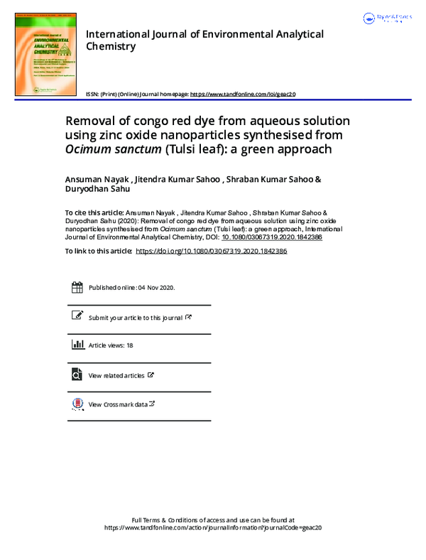 (PDF) Removal of Congo Red dye from aqueous solution using Amberlite IRA-400 in batch and fixed ...