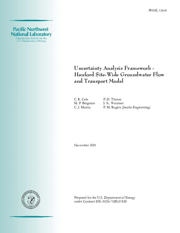 (PDF) Uncertainty Analysis Framework - Hanford Site-Wide Groundwater Flow and Transport Model
