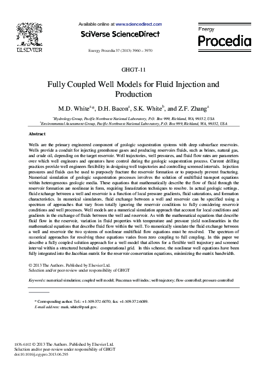 (PDF) Fully Coupled Well Models for Fluid Injection and Production