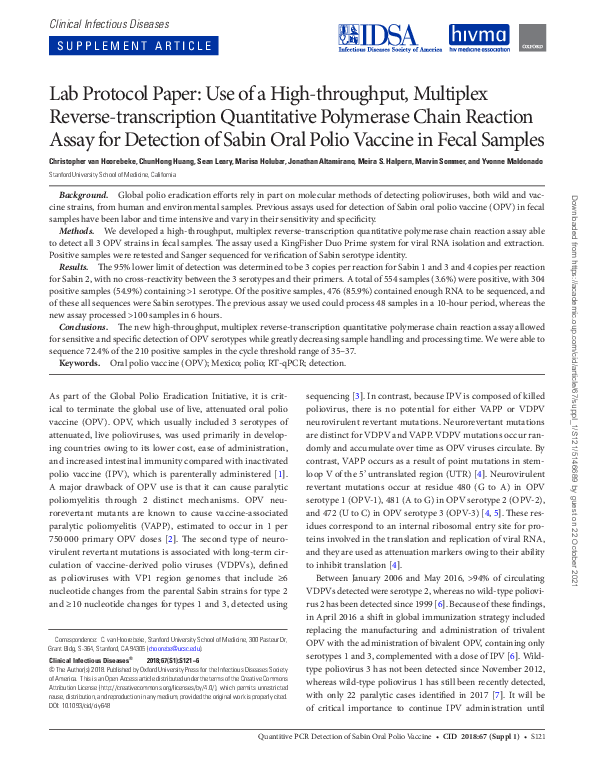 (PDF) Lab Protocol Paper: Use of a High-throughput, Multiplex Reverse ...