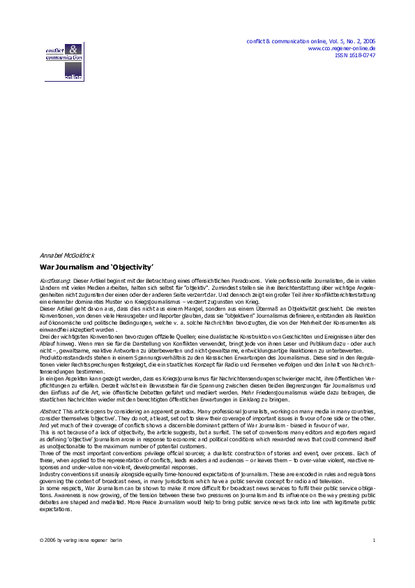 (PDF) War journalism and" objectivity