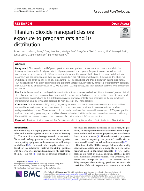(PDF) Titanium dioxide nanoparticles oral exposure to pregnant rats and ...
