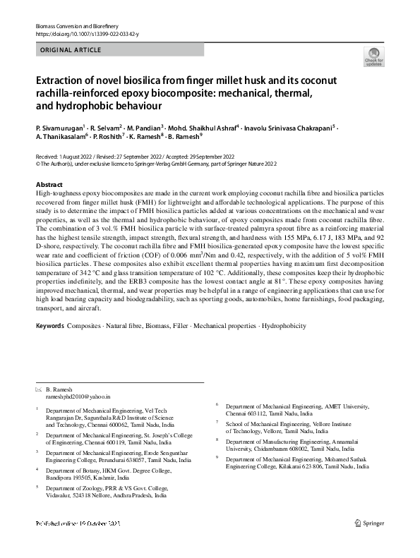 (PDF) Extraction of novel biosilica from finger millet husk and its ...