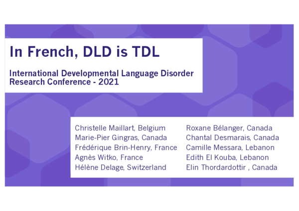 (PDF) In French, DLD is TDL