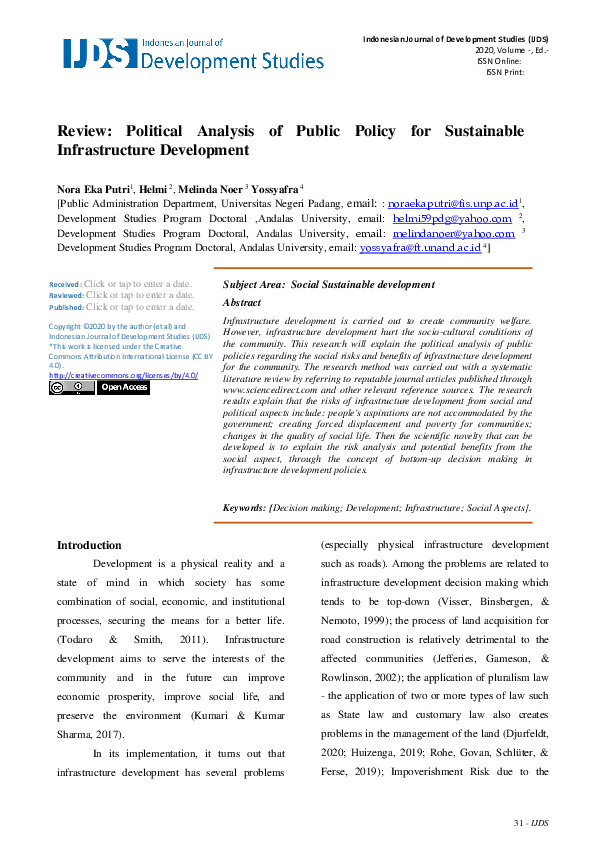 (PDF) Review: Political Analysis of Public Policy for Sustainable ...