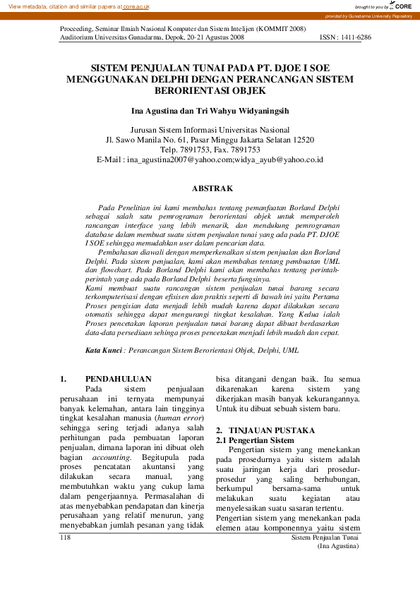 (PDF) Sistem Penjualan Tunai Pada Pt. Djoe I Soe Menggunakan Delphi Dengan Perancangan Sistem ...