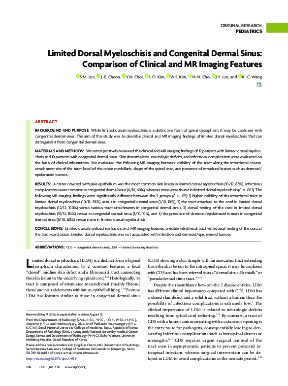 (PDF) Limited Dorsal Myeloschisis and Congenital Dermal Sinus ...