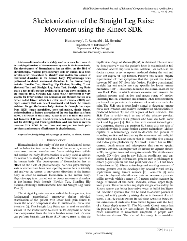 (PDF) Skeletonization of the Straight Leg Raise Movement using the Kinect SDK