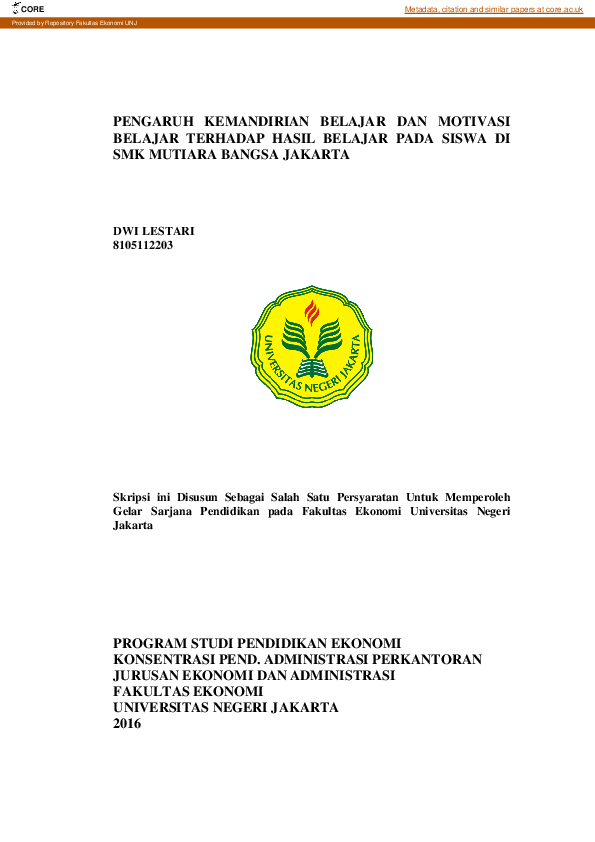 (PDF) Pengaruh Kemandirian Belajar Dan Motivasi Belajar Terhadap Hasil Belajar Pada Siswa DI SMK ...
