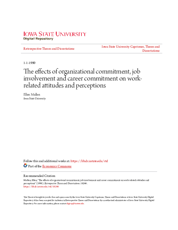 (PDF) The effects of organizational commitment, job involvement and ...