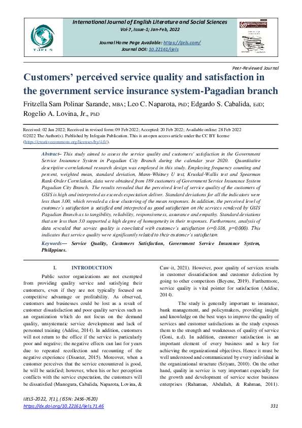 (PDF) Customers’ perceived service quality and satisfaction in the ...