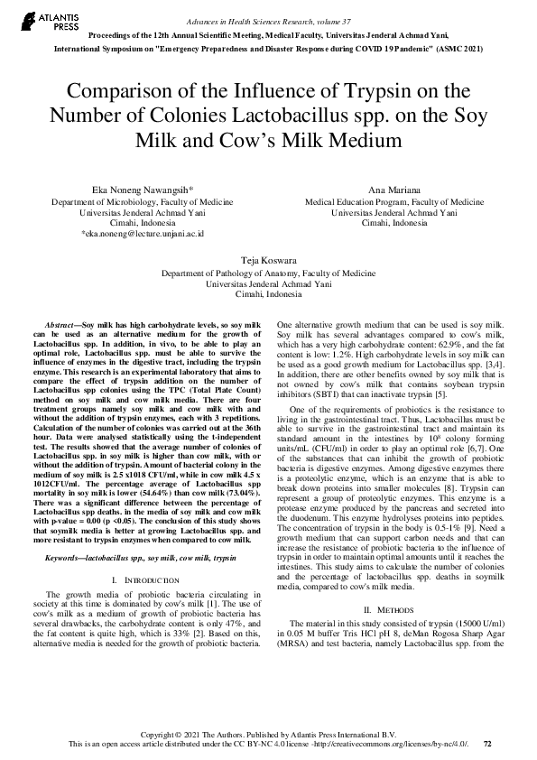 (PDF) Comparison of the Influence of Trypsin on the Number of Colonies ...
