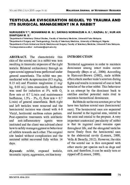 (PDF) Surgical Management of Testicular Trauma in Rabbits