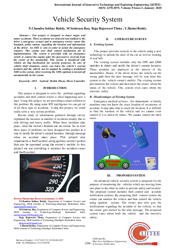 (PDF) Vehicle Security System
