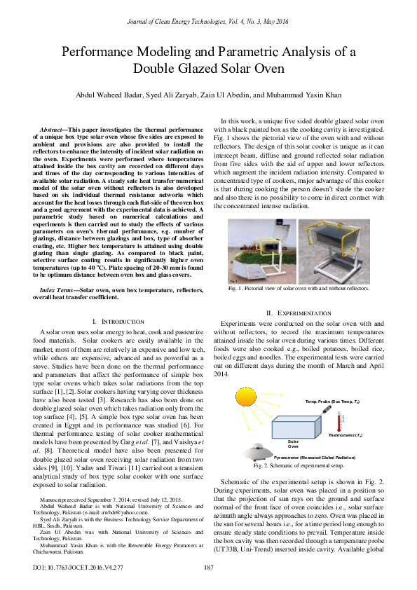 (PDF) Performance Modeling and Parametric Analysis of a Double Glazed ...