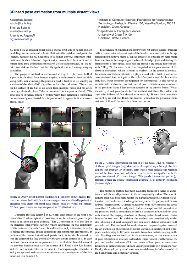 Pdf 3d Head Pose Estimation From Multiple Distant Views Antonis