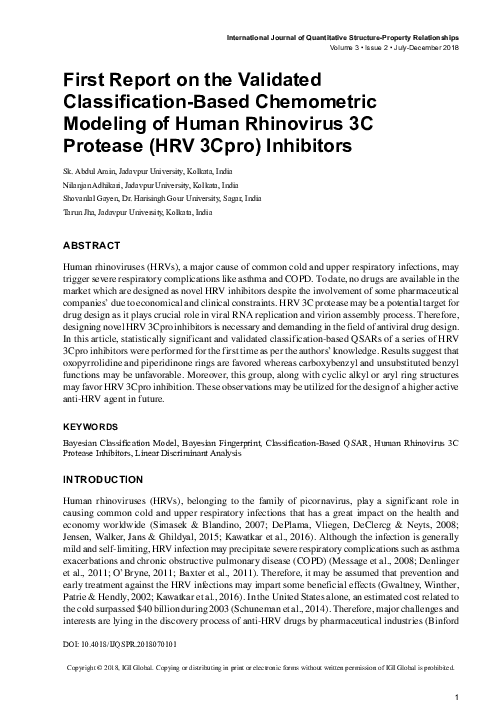 (PDF) First Report on the Validated Classification-Based Chemometric ...