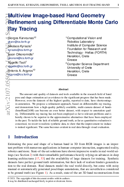 (PDF) Multi-view Image-based Hand Geometry Refinement using ...