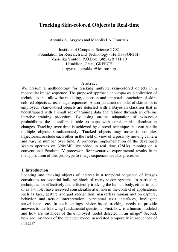 (PDF) Tracking Skin-Colored Objects in Real-Time