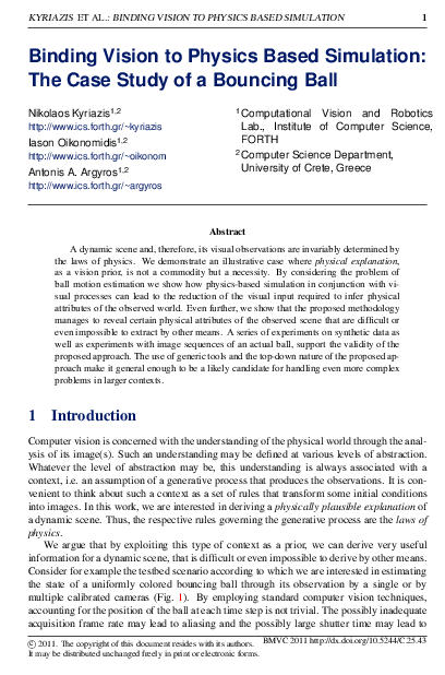Pdf Binding Computer Vision To Physics Based Simulation The Case