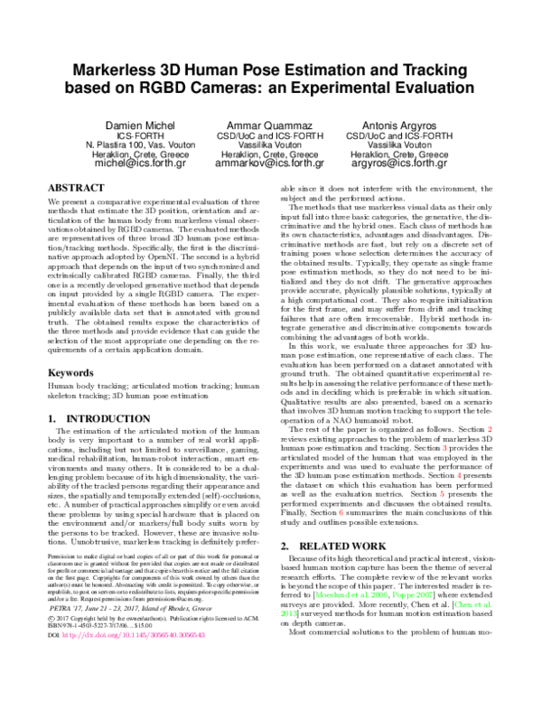 (PDF) Markerless 3D Human Pose Estimation and Tracking based on RGBD ...