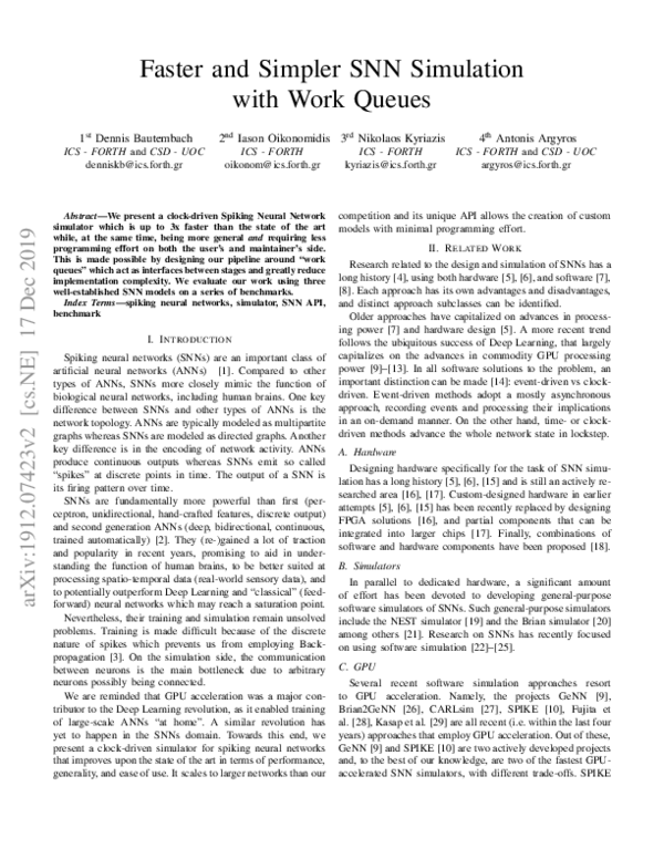 (PDF) Faster and Simpler SNN Simulation with Work Queues