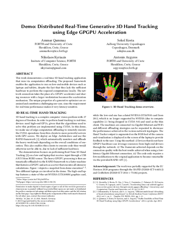 (PDF) Distributed Real-Time Generative 3D Hand Tracking using Edge ...