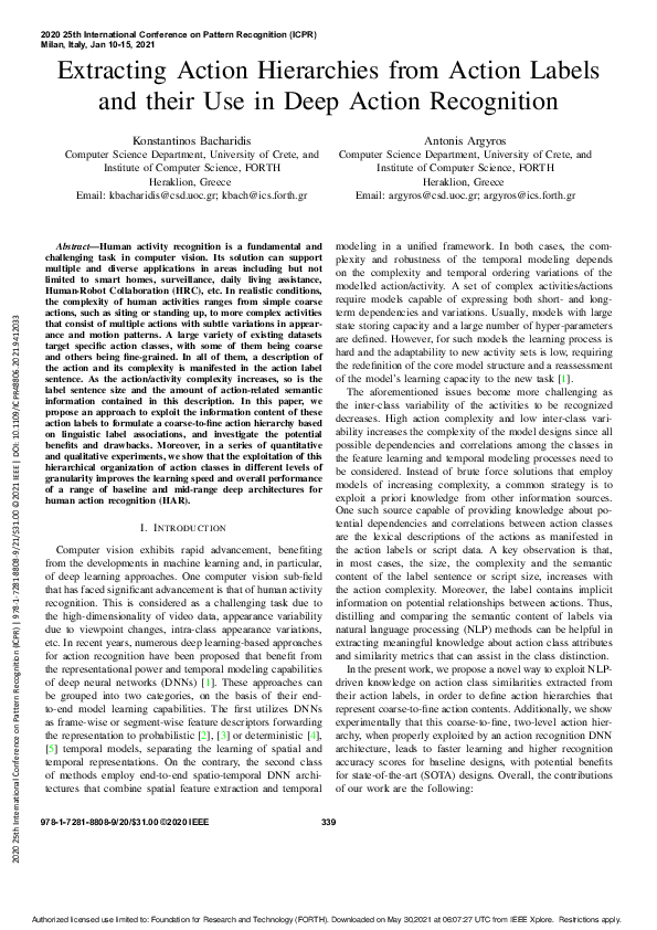 (PDF) Extracting Action Hierarchies from Action Labels and their Use in Deep Action Recognition