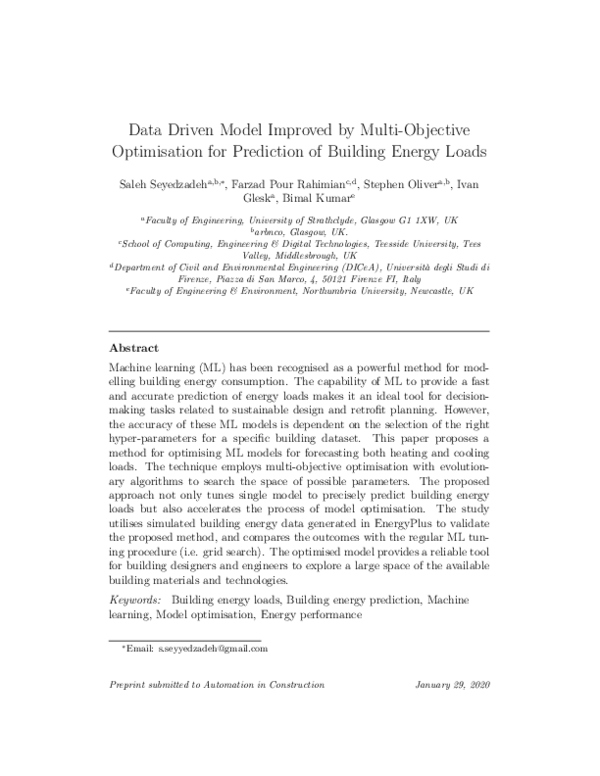 (PDF) Data driven model improved by multi-objective optimisation for ...