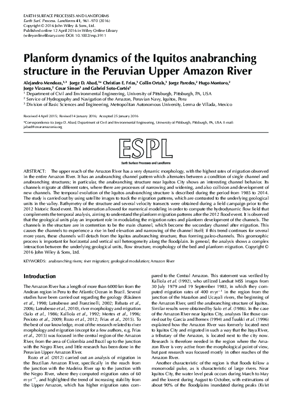 (PDF) Planform dynamics of the Iquitos anabranching structure in the ...