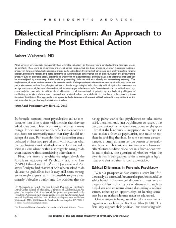 (PDF) Dialectical principlism: an approach to finding the most ethical ...