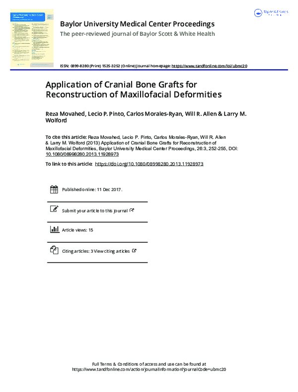 (PDF) Application of Cranial Bone Grafts for Reconstruction of ...