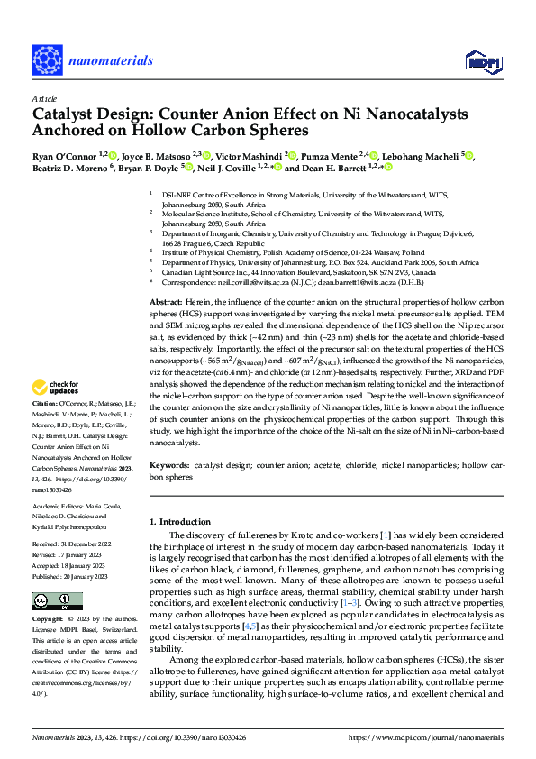 (PDF) Catalyst Design: Counter Anion Effect on Ni Nanocatalysts ...
