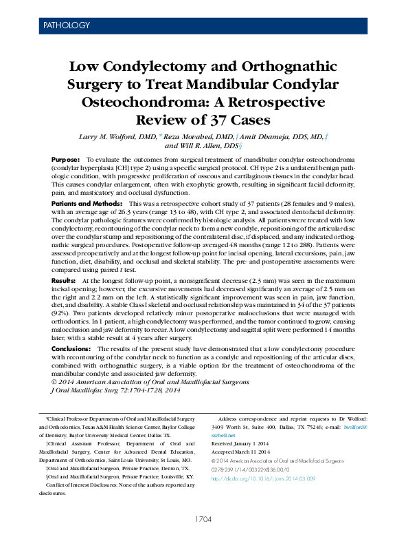 (PDF) Low Condylectomy and Orthognathic Surgery to Treat Mandibular ...