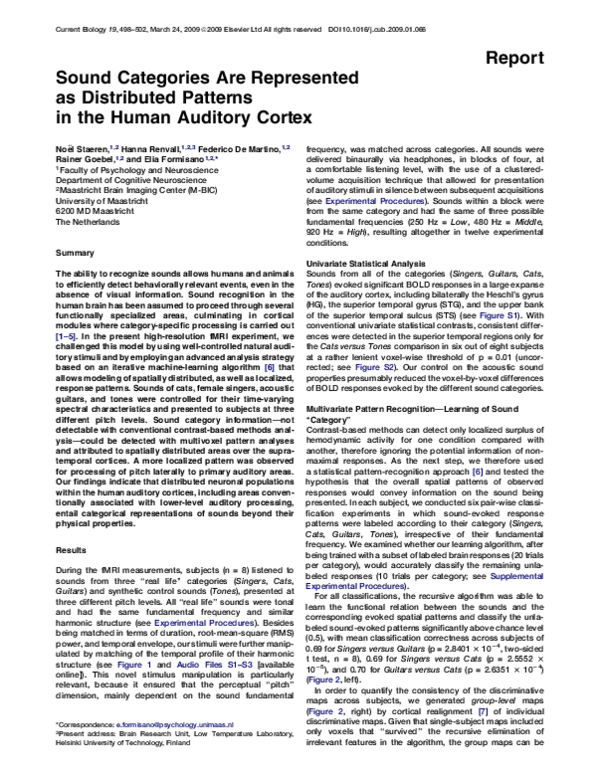 (PDF) Sound Categories Are Represented as Distributed Patterns in the ...
