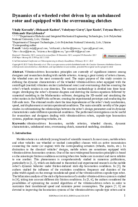 (PDF) Dynamics of a wheeled robot driven by an unbalanced rotor and equipped with the ...