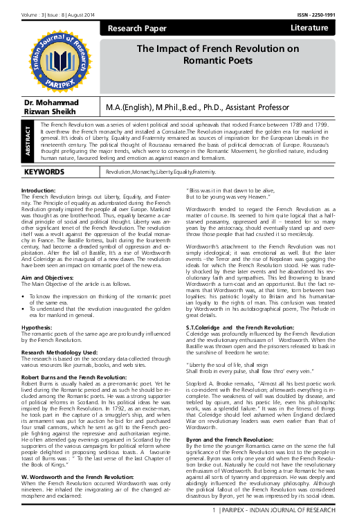 (PDF) The Impact of French Revolution on Romantic Poets