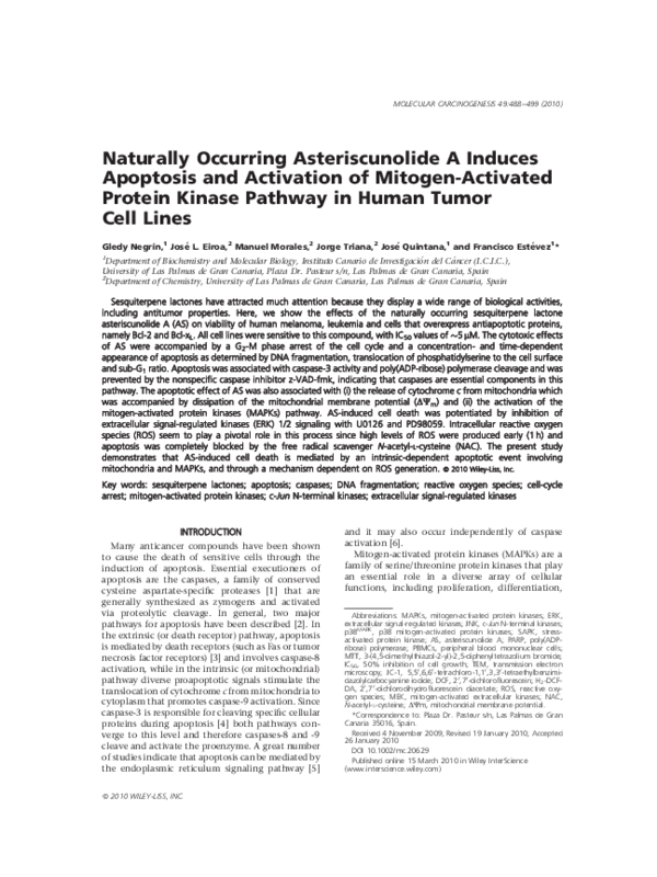 (PDF) Naturally occurring asteriscunolide A induces apoptosis and activation of mitogen ...
