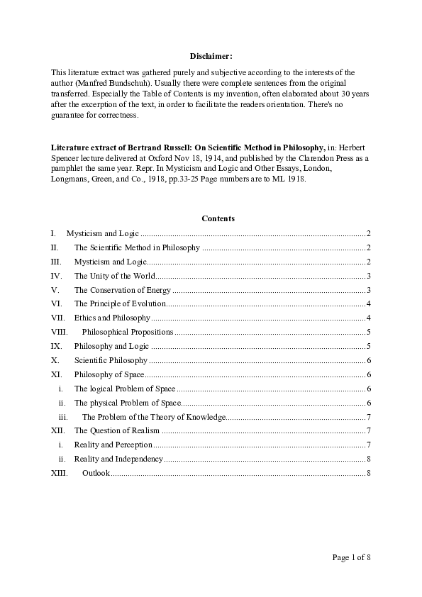(PDF) Literature extract of Bertrand Russell: On Scientific Method in ...