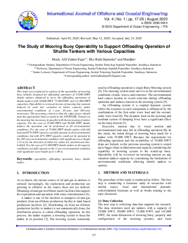 (PDF) The Study of Mooring Buoy Operability to Support Offloading ...