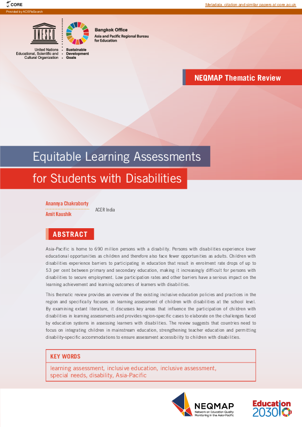 (PDF) Equitable learning assessments for students with disabilities ...