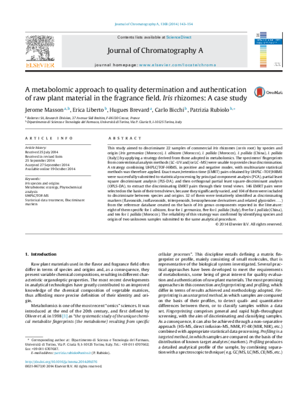 (PDF) A metabolomic approach to quality determination and ...