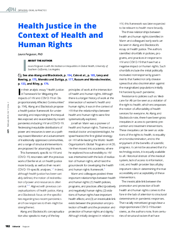 (PDF) Health Justice in the Context of Health and Human Rights