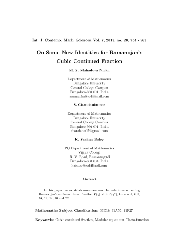(PDF) New identities for Ramanujan's cubic continued fraction