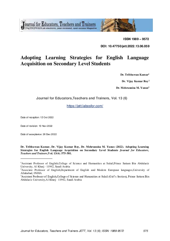 (PDF) Adopting Learning Strategies for English Language Acquisition on ...