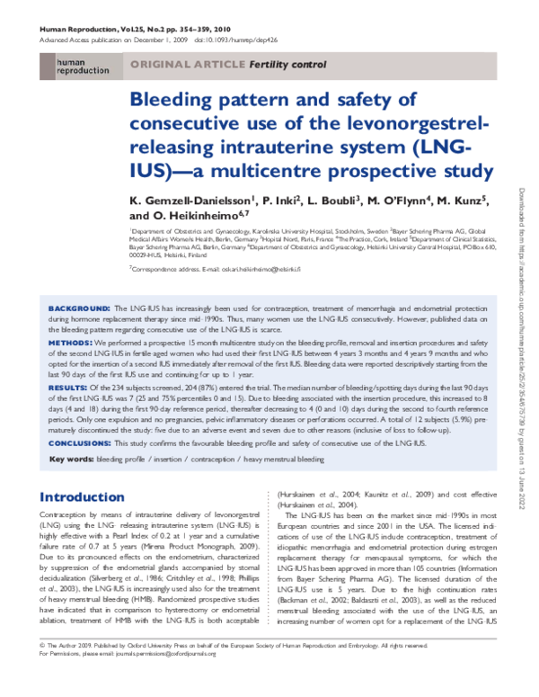 (PDF) Bleeding pattern and safety of consecutive use of the ...