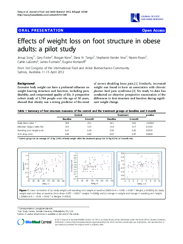 (PDF) Effects of weight loss on foot structure in obese adults: a pilot ...
