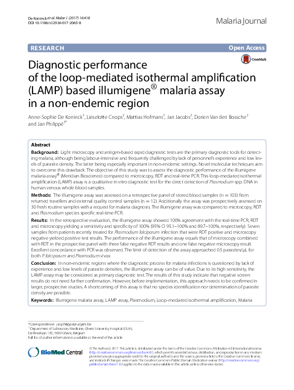 (PDF) {"__content__"=>"Diagnostic performance of the loop-mediated isothermal amplification ...